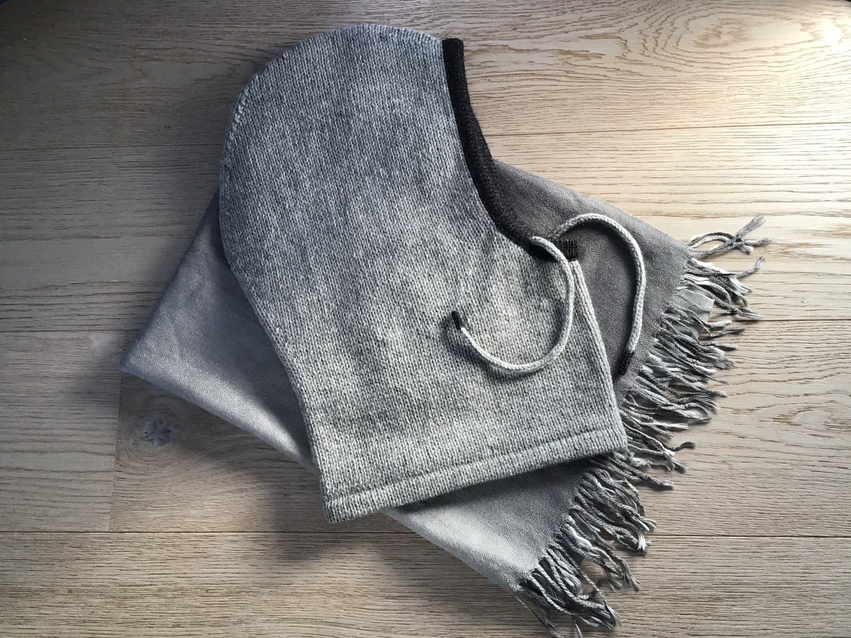 Gray Hand Knitted Hood Wool Knit Hood Gray Winter Wool Unisex Hood Knit ...