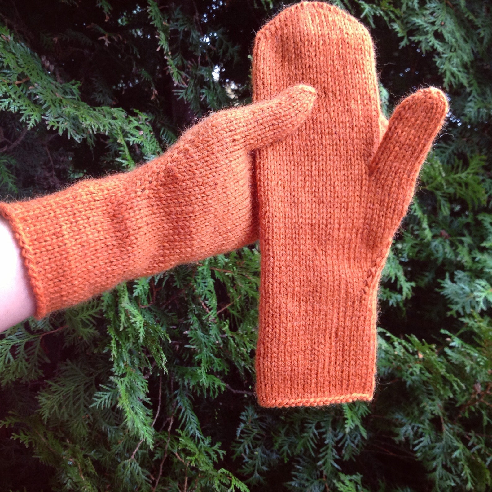 Orange Hand Knitted Mittens Wool Elegant Knited Mittens Women Warm ...