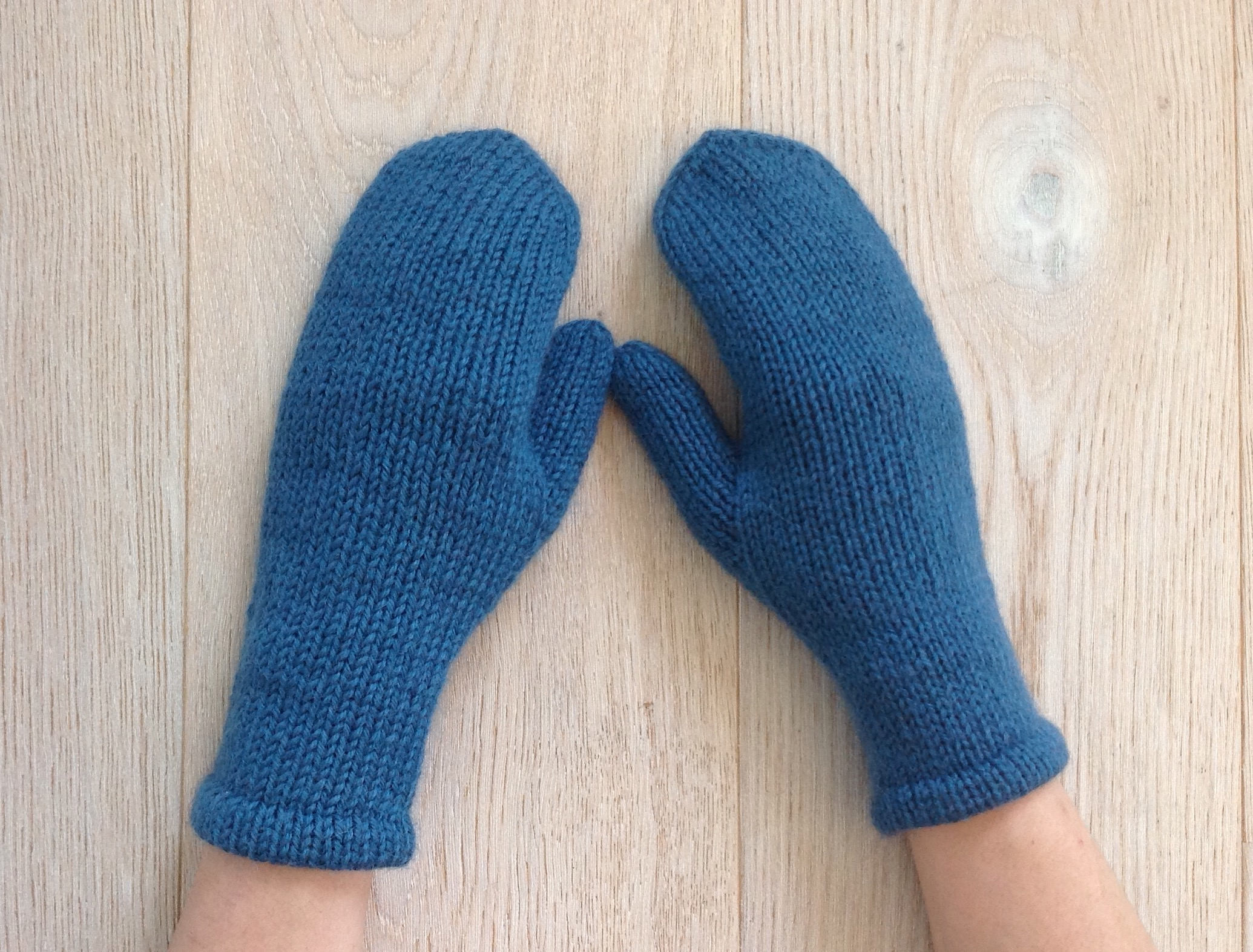 Knitted Wool Mittens Blue Hand Knitted Mittens Warm Winter - Etsy