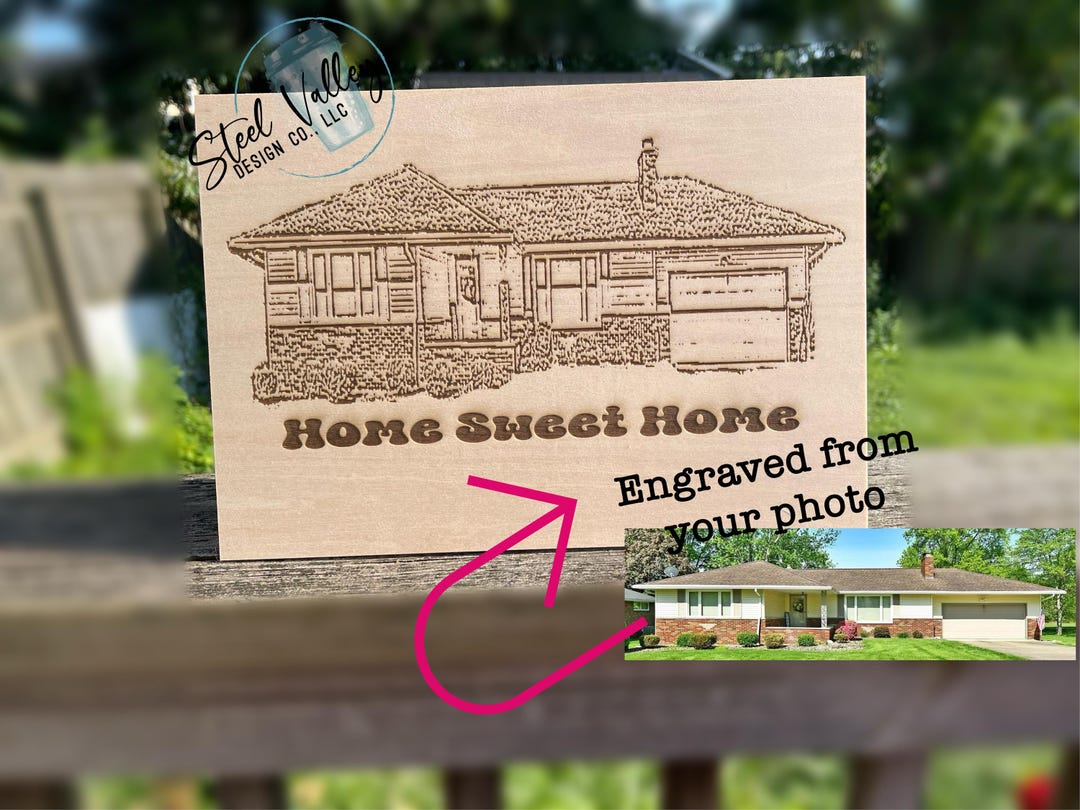 Personalized First Home Sign | Custom House Sketch on Wood | Laser ...
