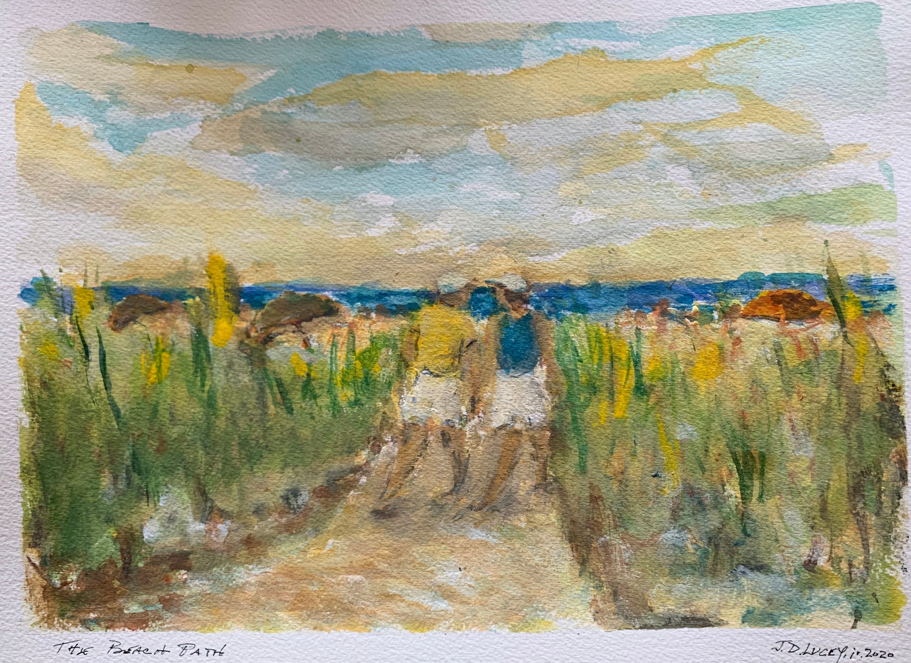 The Beach Path Original Watercolor Sketch 9 X 12 Incl. Mat & Mount - Etsy