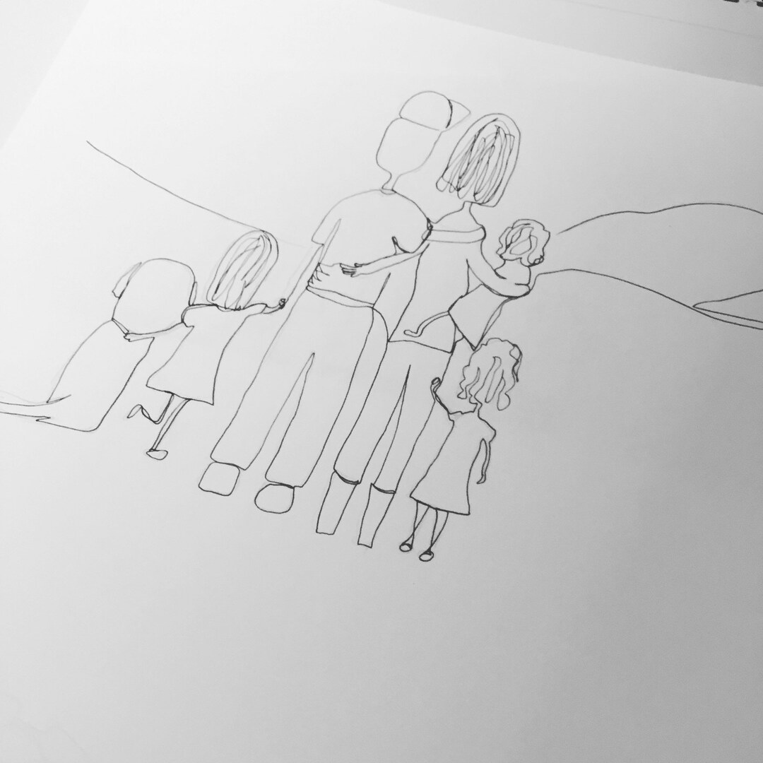 Custom Family Portrait Oneliner, Personailsed, Watercolour, for Him ...