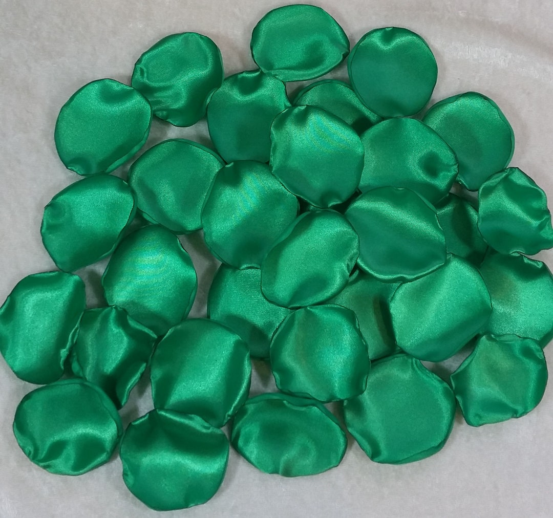 Emerald Green Satin Petals, Wedding Rose Silk Artificial Faux, Crafting ...