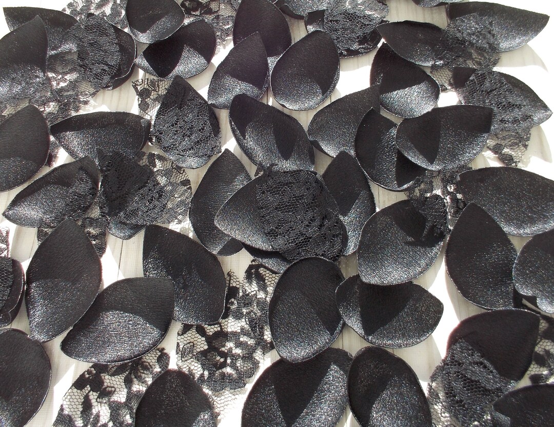 Black Satin Lace Leaf Appliques: Goth Wedding, Halloween Decor - Etsy