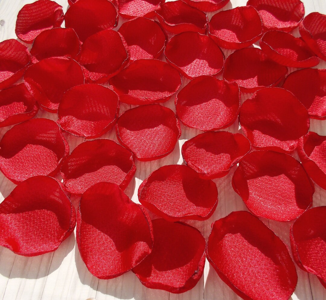 Red Satin Rose Petals, Wedding Rose Petals, Fabric Flower Girl Petals ...