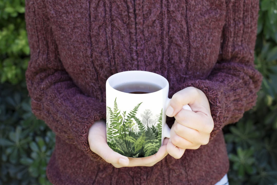 Fern Covered Forest Floor Mug, Fern Coffee Mug, Fern Leaf, Cottagecore ...