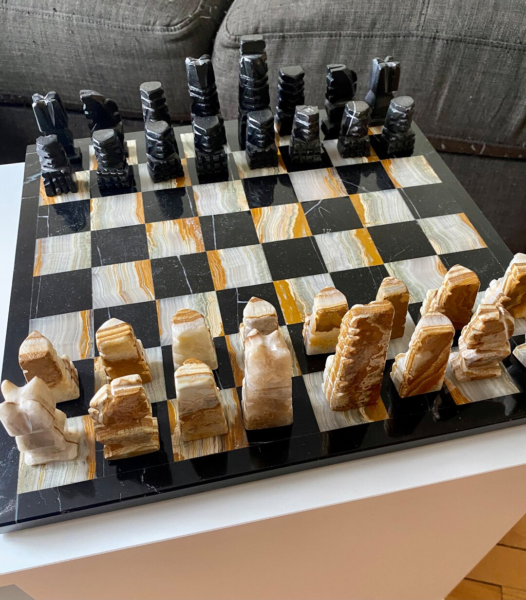 Marble Mayan Chess Set Complete Vintage - Etsy
