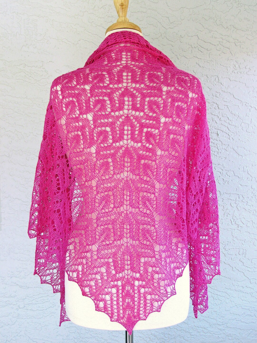 Hand Knit Lace Shawl, Merino Wool & Silk - Etsy