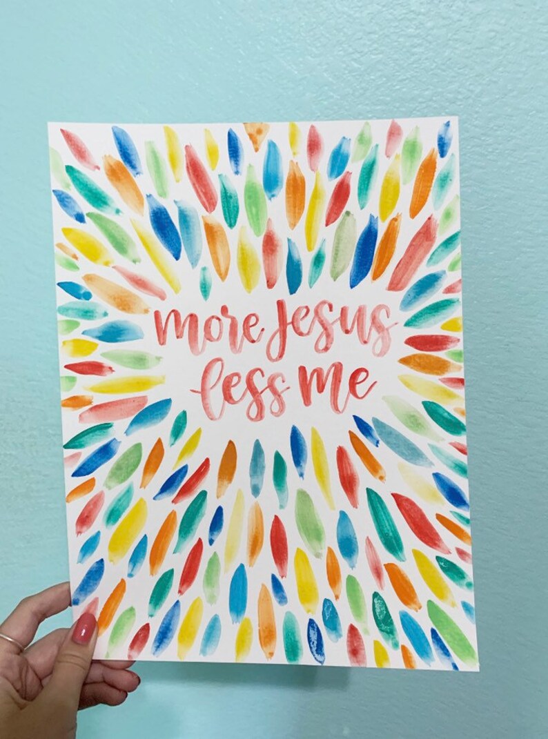 More Jesus Less Me Watercolor Painting Faith Quotes | Etsy