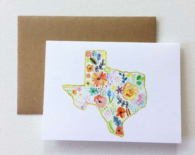 Small Texas Watercolor Stationery Texas Cards Watercolor - Etsy