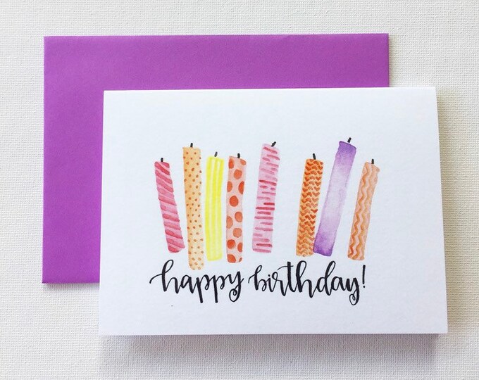 Happy Birthday Candles Stationery, Happy Birthday Card, Handmade ...