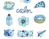 Blue aesthetic sticker pack | Etsy