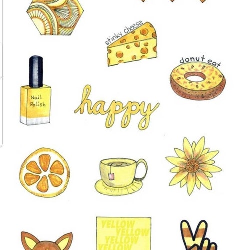 Yellow Aesthetic Sticker Pack - Etsy Canada