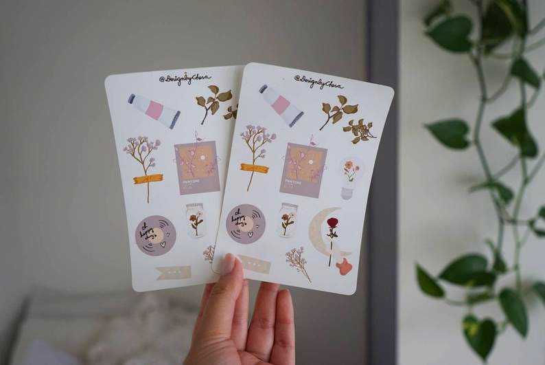 Floral Aesthetic Sticker Set - Etsy