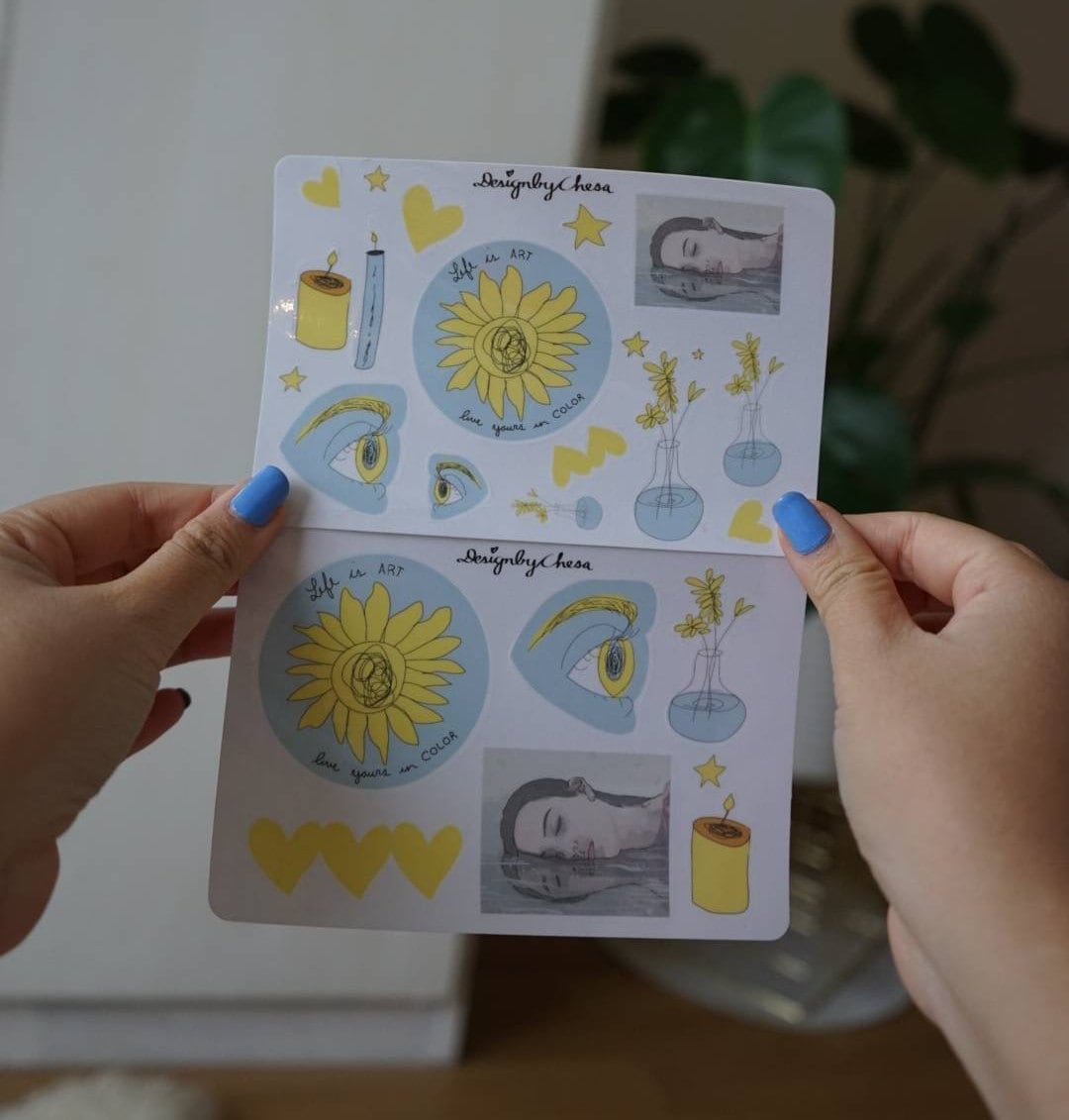 Yellow and Blue Aesthetic Sticker Pack - Etsy