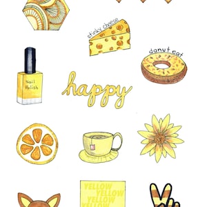 Yellow Aesthetic Sticker Pack - Etsy Canada