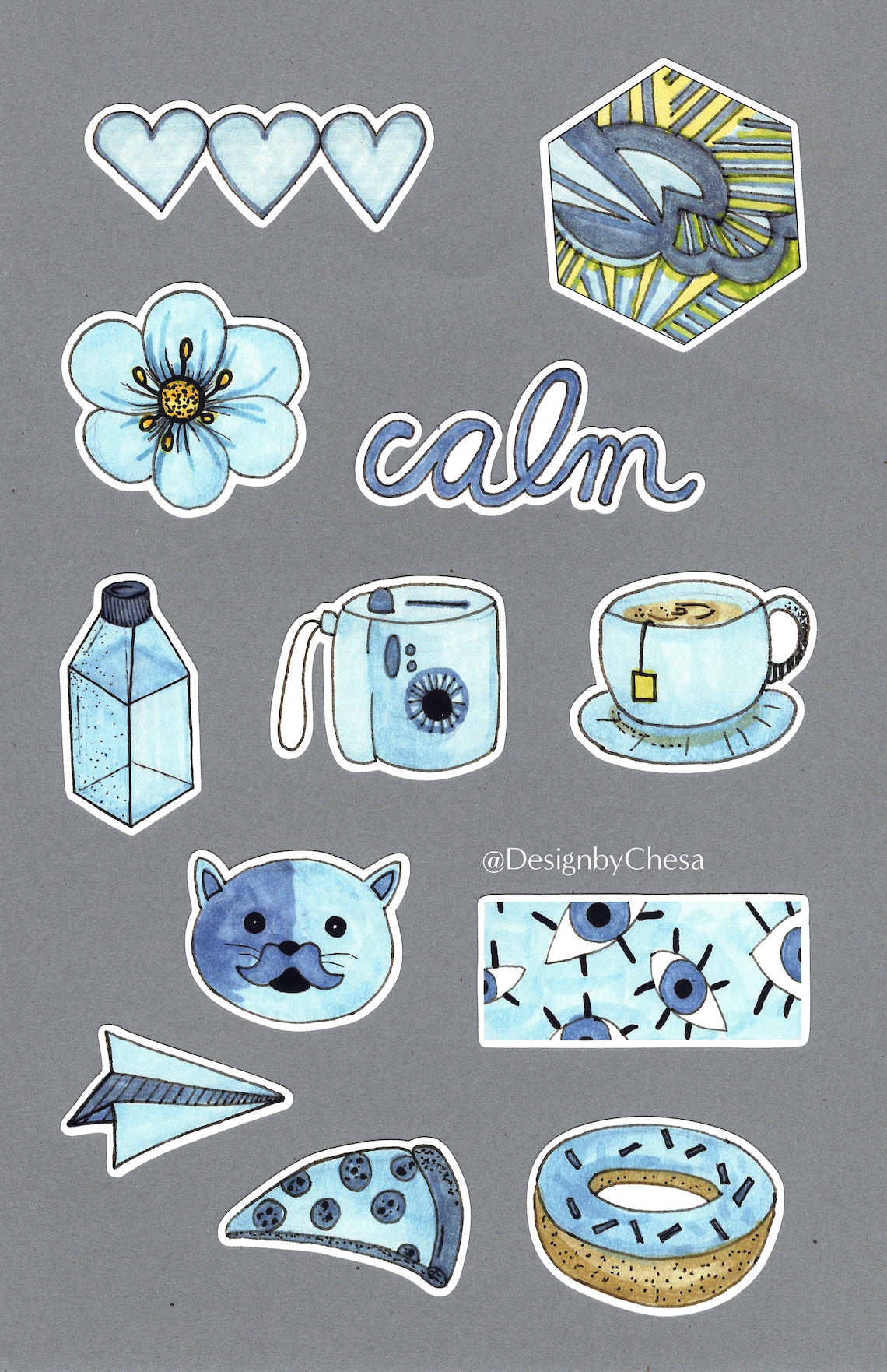 Blue aesthetic sticker pack | Etsy