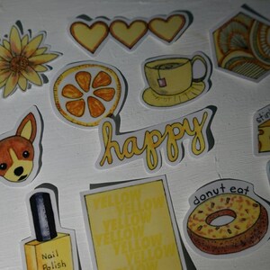 Yellow Aesthetic Sticker Pack - Etsy Canada