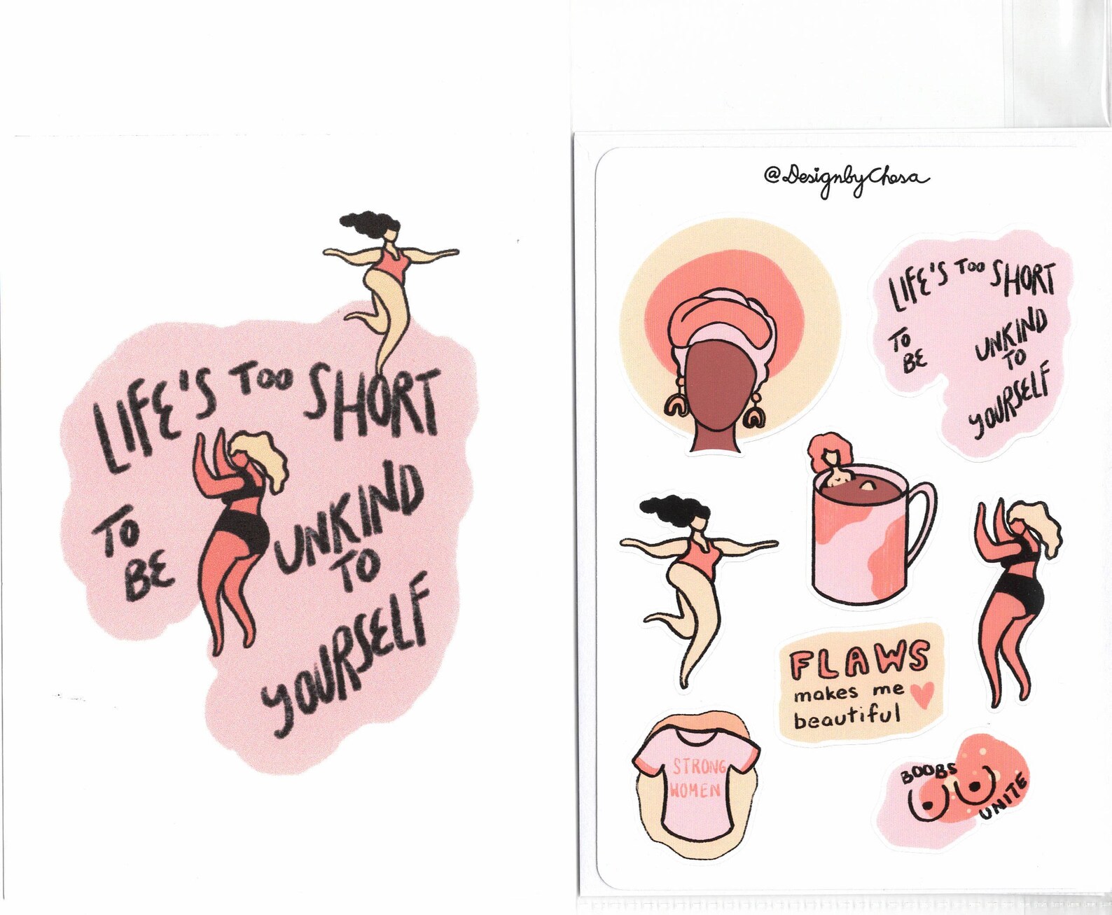 Mini Body Positivity Aesthetic Sticker Set and Art Print - Etsy