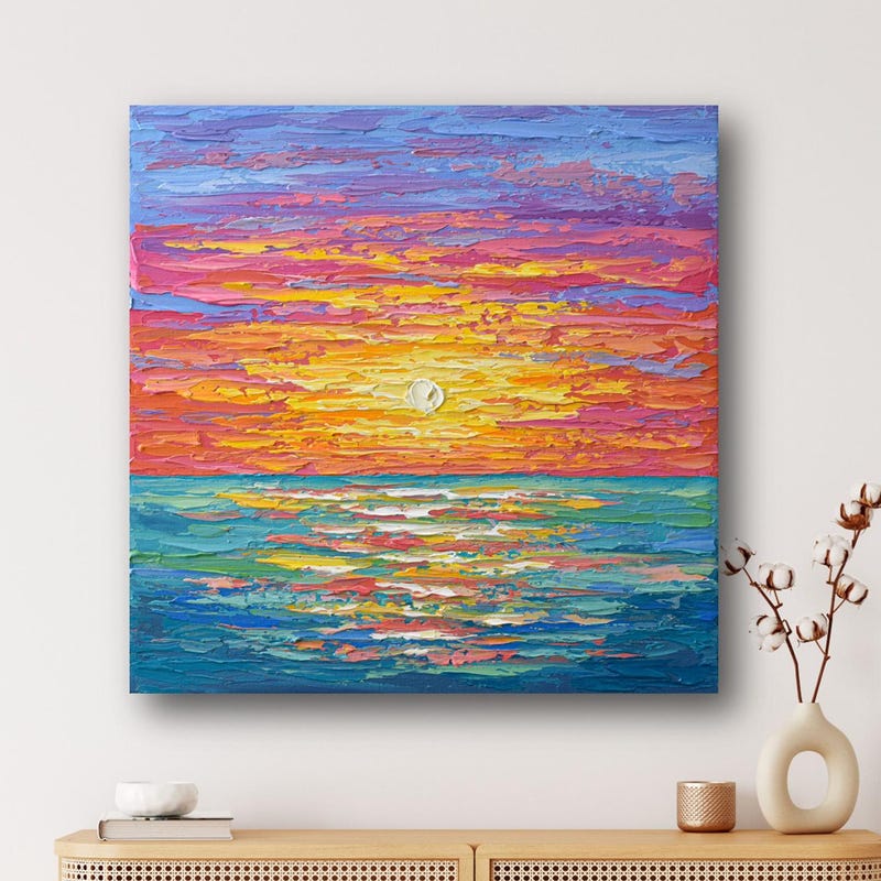 Abstract Sunset Over Sea Painting - Etsy