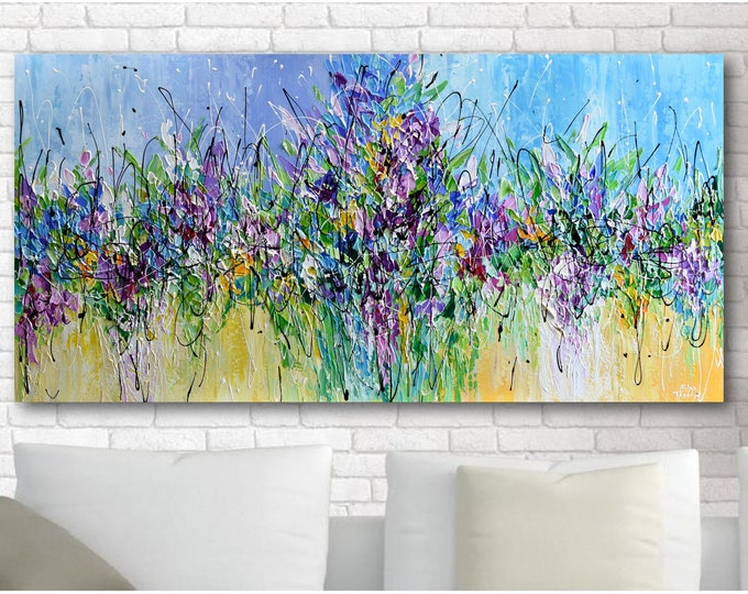 Abstract Floral Landscape Painting Large Textured Wall Art | Etsy