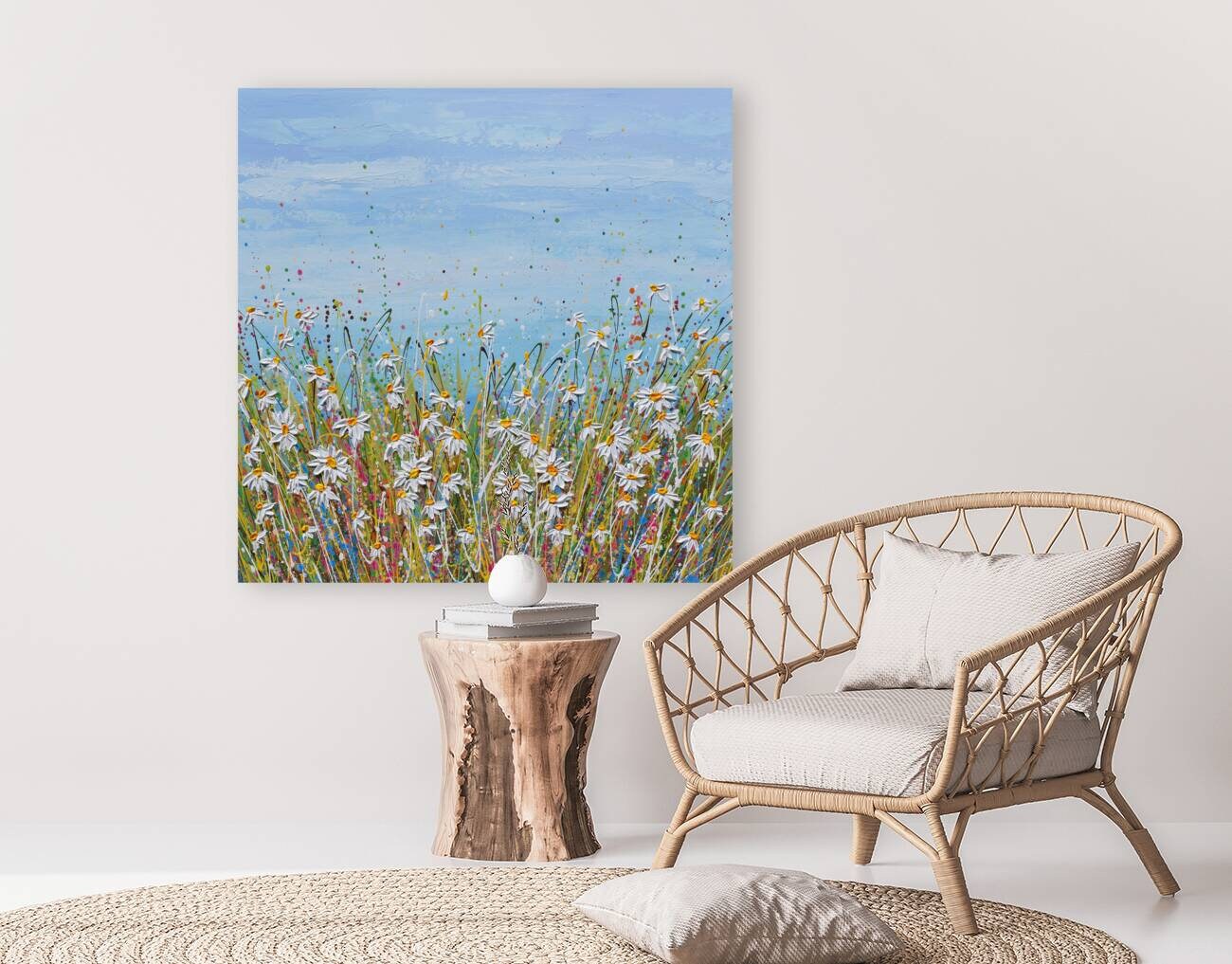 Daisy Field Painting Print: Wildflower Farmhouse Wall Art, Ready to ...