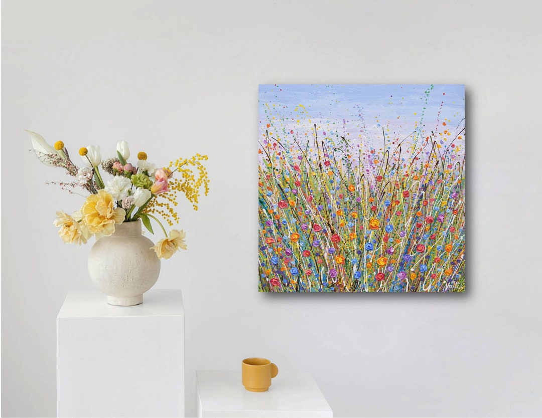 Colorful Flower Field PRINT, Wildflower Meadow Wall Art Canvas, Fine ...