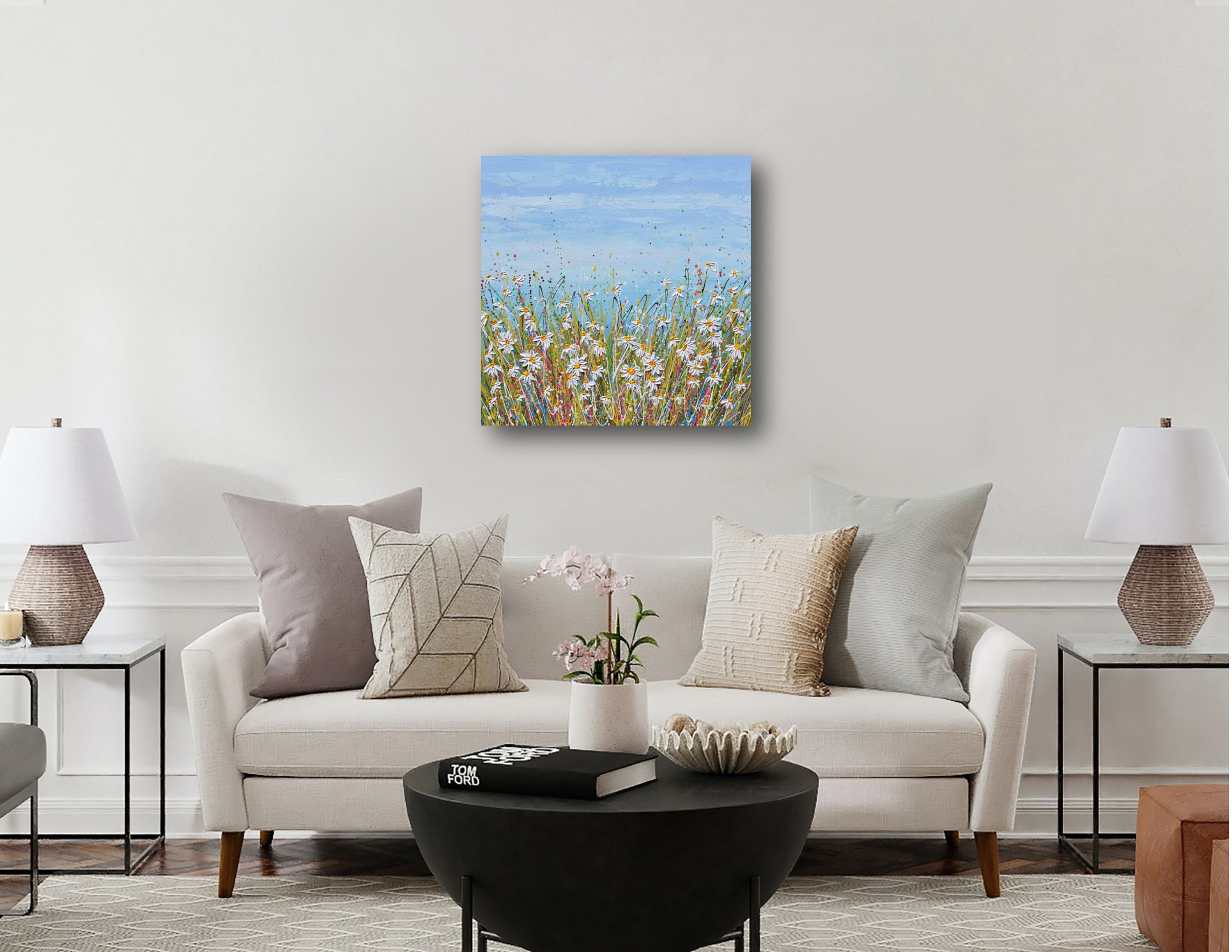 Daisy Field Painting Print: Wildflower Farmhouse Wall Art, Ready to ...