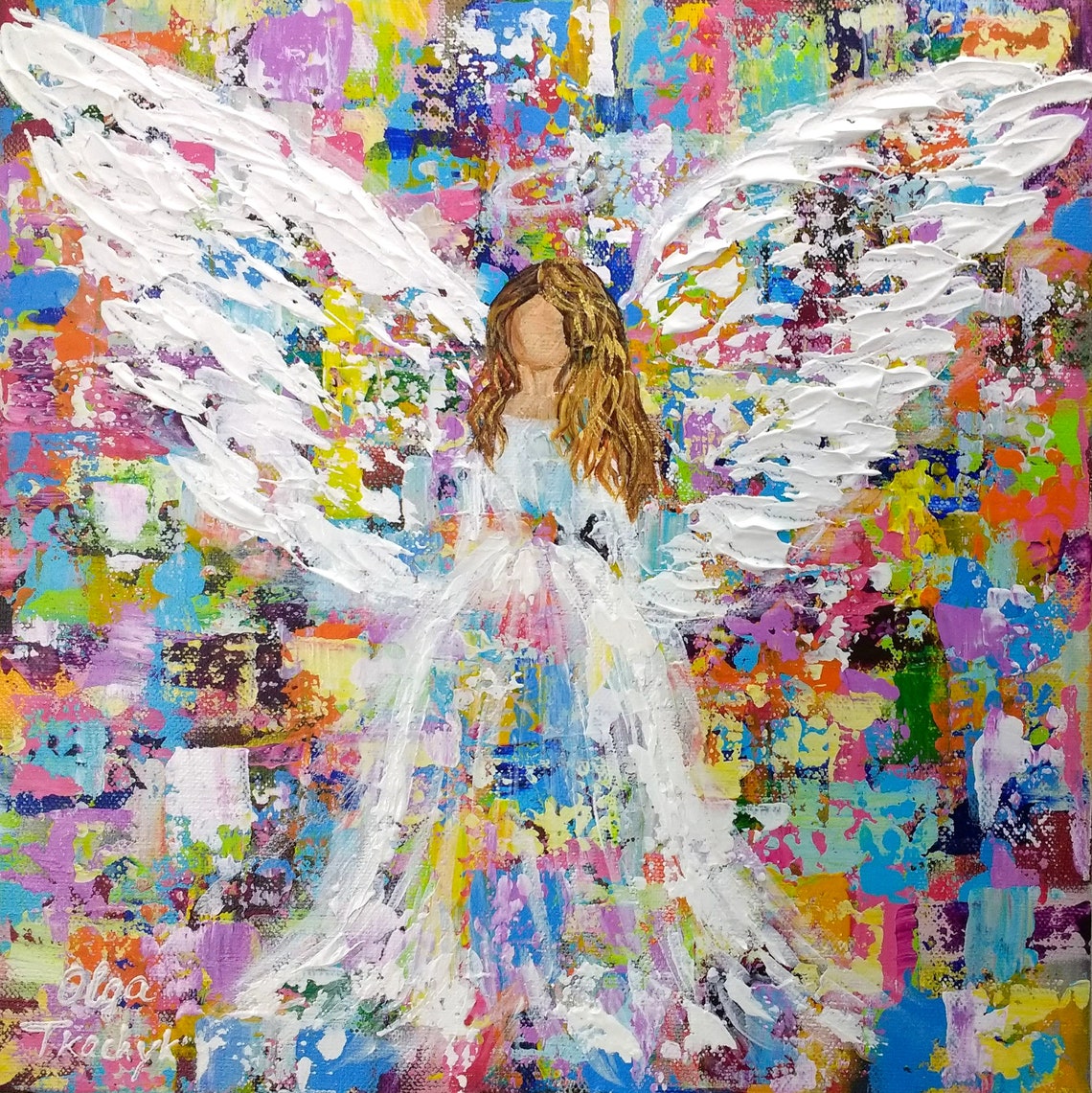 Angel Print Colorful Wall Art Décor Giclee of Abstract - Etsy