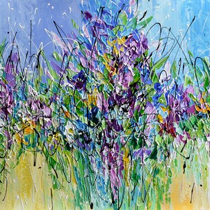 Abstract Floral Landscape Painting, Large Textured Wall Art Canvas ...