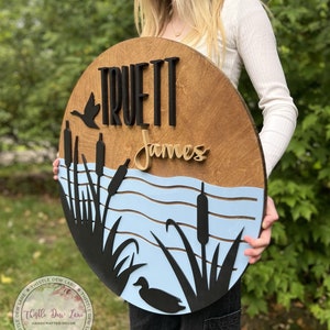 Duck Name Sign, Duck Hunting Nursery Theme, Lake 3D Nursery Name Sign ...