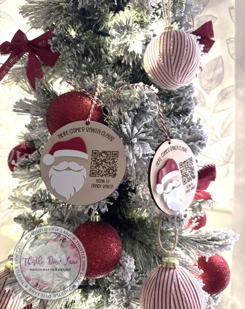 Santa Tracker Ornament, Santa QR Code, Santa Tracker Christmas Ornament ...