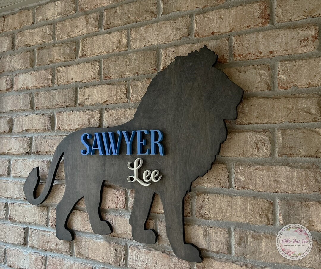 Lion Name Sign, Nursery Name Sign, Safari Theme Nursery Decor, Lion ...