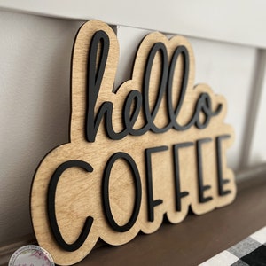 Hello Coffee Sign, 3D Coffee Bar Wood Sign, Coffee Bar Decor, Kitchen ...