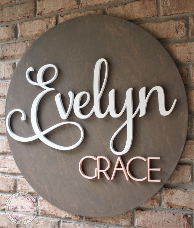 3D Nursery Name Sign Round Name Sign Custom Name Sign - Etsy