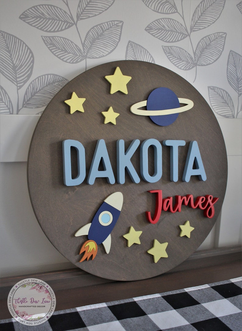 Custom Space Name Sign, 3D Outer Space Decor - Etsy