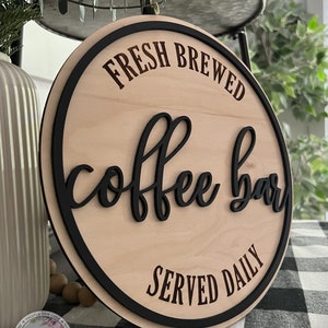 Coffee Bar Sign, Round Coffee Bar Wood Sign, Coffee Bar Decor, Kitchen ...
