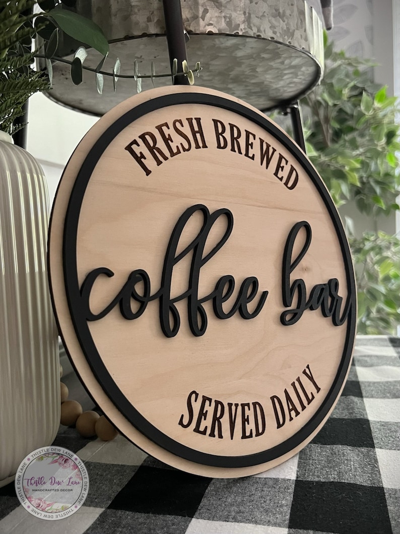 Coffee Bar Sign Round Coffee Bar Wood Sign Coffee Bar Decor - Etsy
