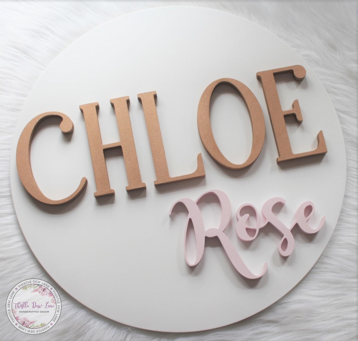 3D Nursery Name Sign Round Name Sign Custom Name Sign - Etsy