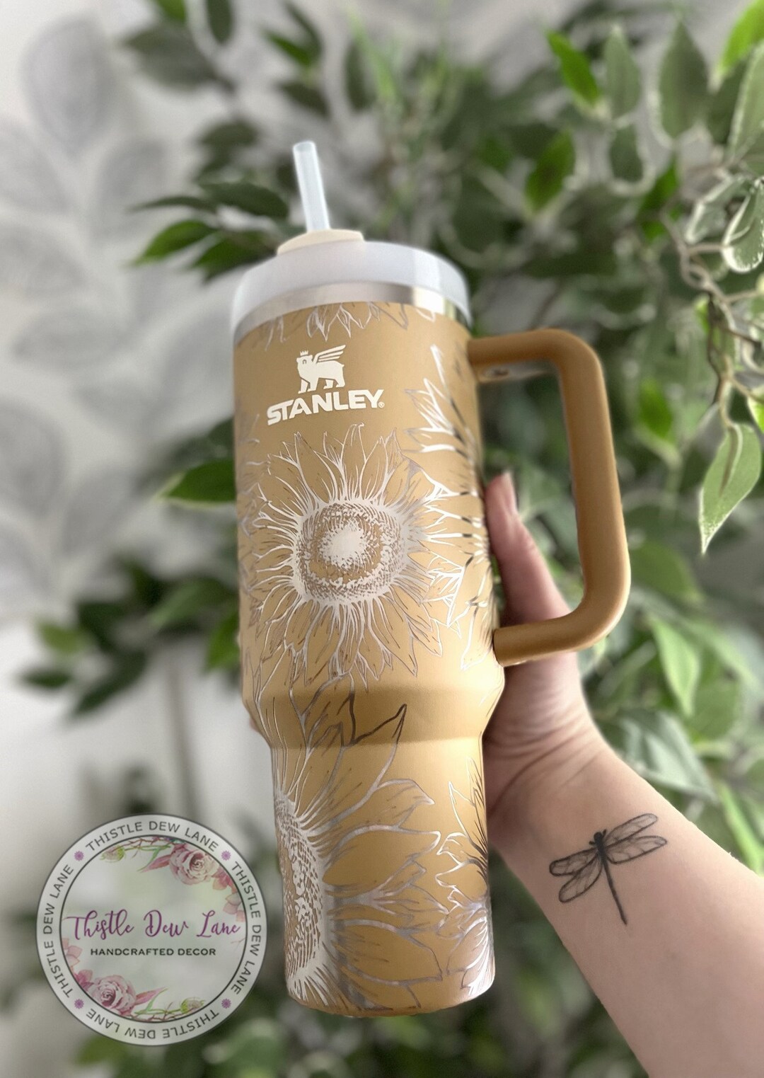 Engraved Stanley Tumbler, Laser Engraved Stanley, Flower Tumbler ...