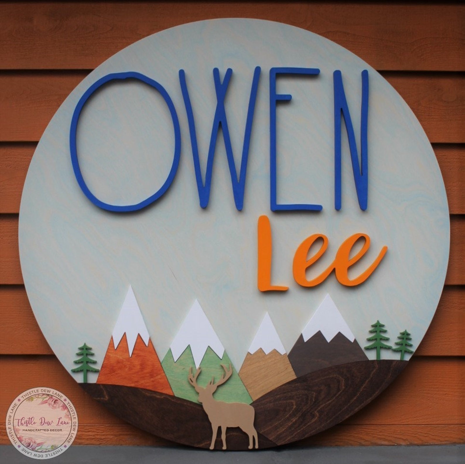 Mountain Scene Name Sign Woodland Nursery Theme Round 3D - Etsy