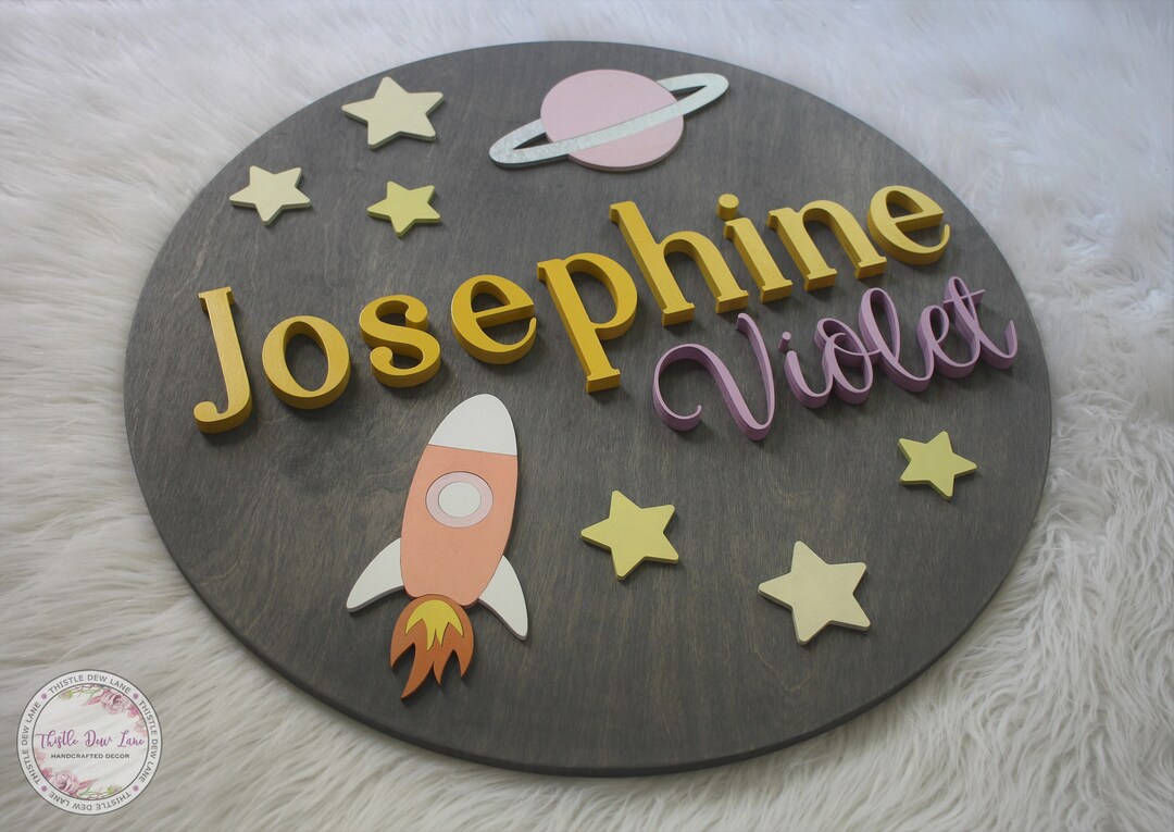 Space Name Sign, Space Wall Art, Nursery Name Sign, Outer Space Decor ...