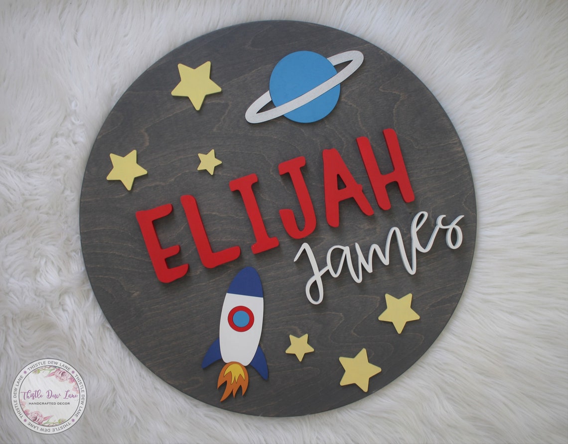 Personalized Space Name Sign, Outer Space Decor, Rocket Ship - Etsy
