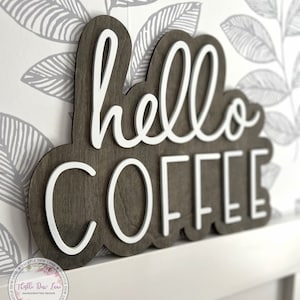 Hello Coffee Sign, 3D Coffee Bar Wood Sign, Coffee Bar Decor, Kitchen ...