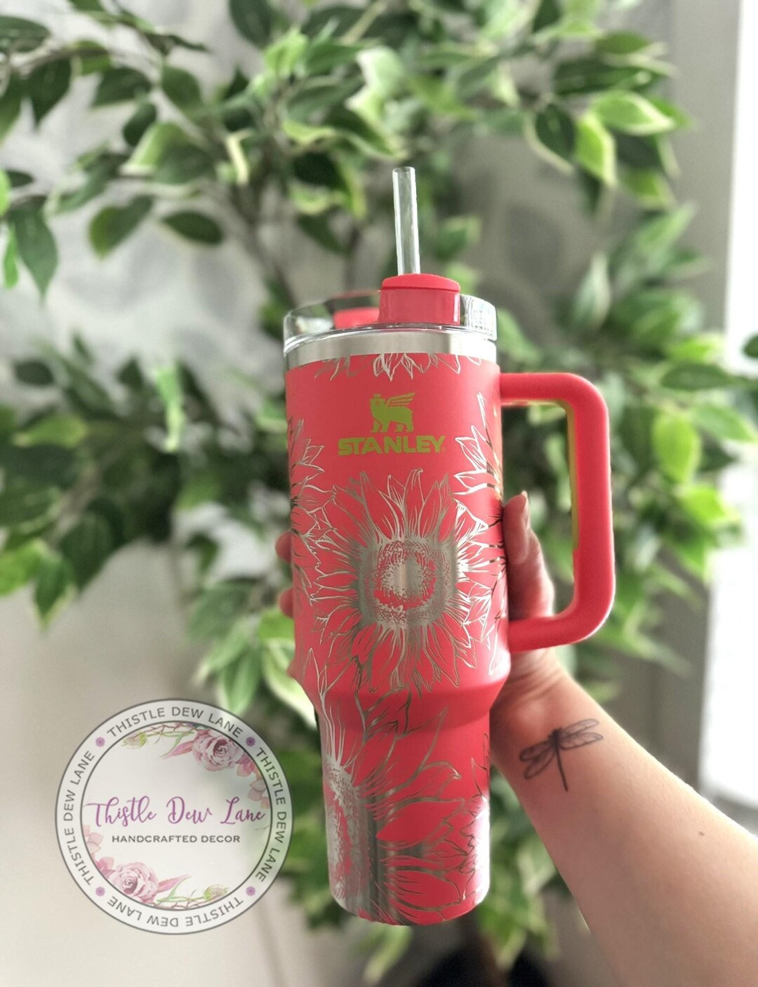 Engraved Stanley Tumbler, Laser Engraved Stanley, Flower Tumbler ...