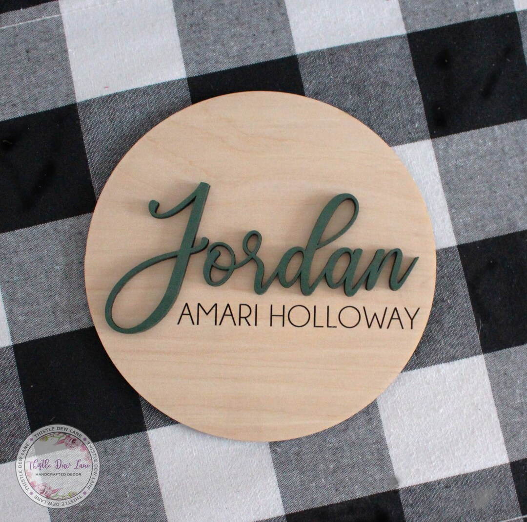 Engraved Baby Name Sign, Newborn Birth Announcement Sign, Wooden Name ...