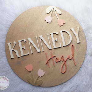Floral Name Sign, Flower Name Sign, Tulip Nursery Name Sign, 3D Custom ...