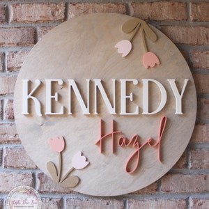 Floral Name Sign, Flower Name Sign, Tulip Nursery Name Sign, 3D Custom ...