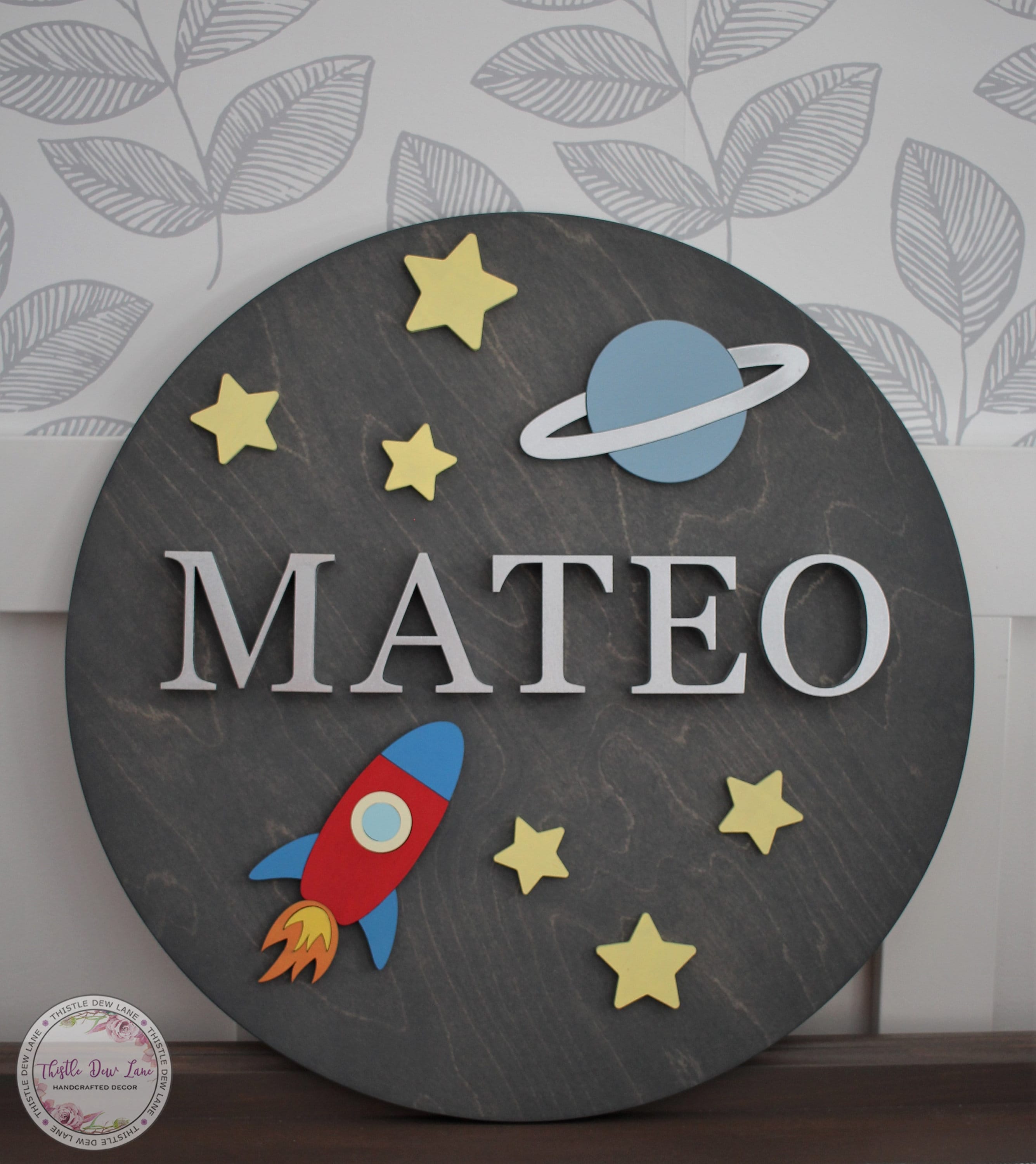 Custom Space Name Sign, Outer Space Nursery Decor, Rocket Ship - Etsy