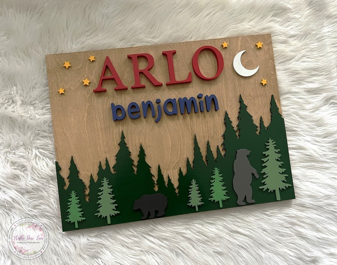 Forest Name Sign, Woodland Nursery Theme, Mountain Name Sign, Treeline ...
